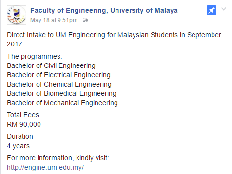 现在有钱就能进UM？马大推出Direct Intake，学费RM90K！ - Leesharing