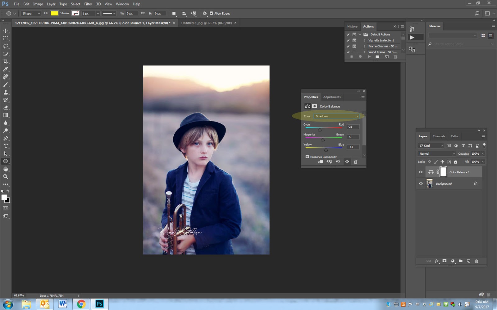 Color Balance Adjustment - CVHS Photography