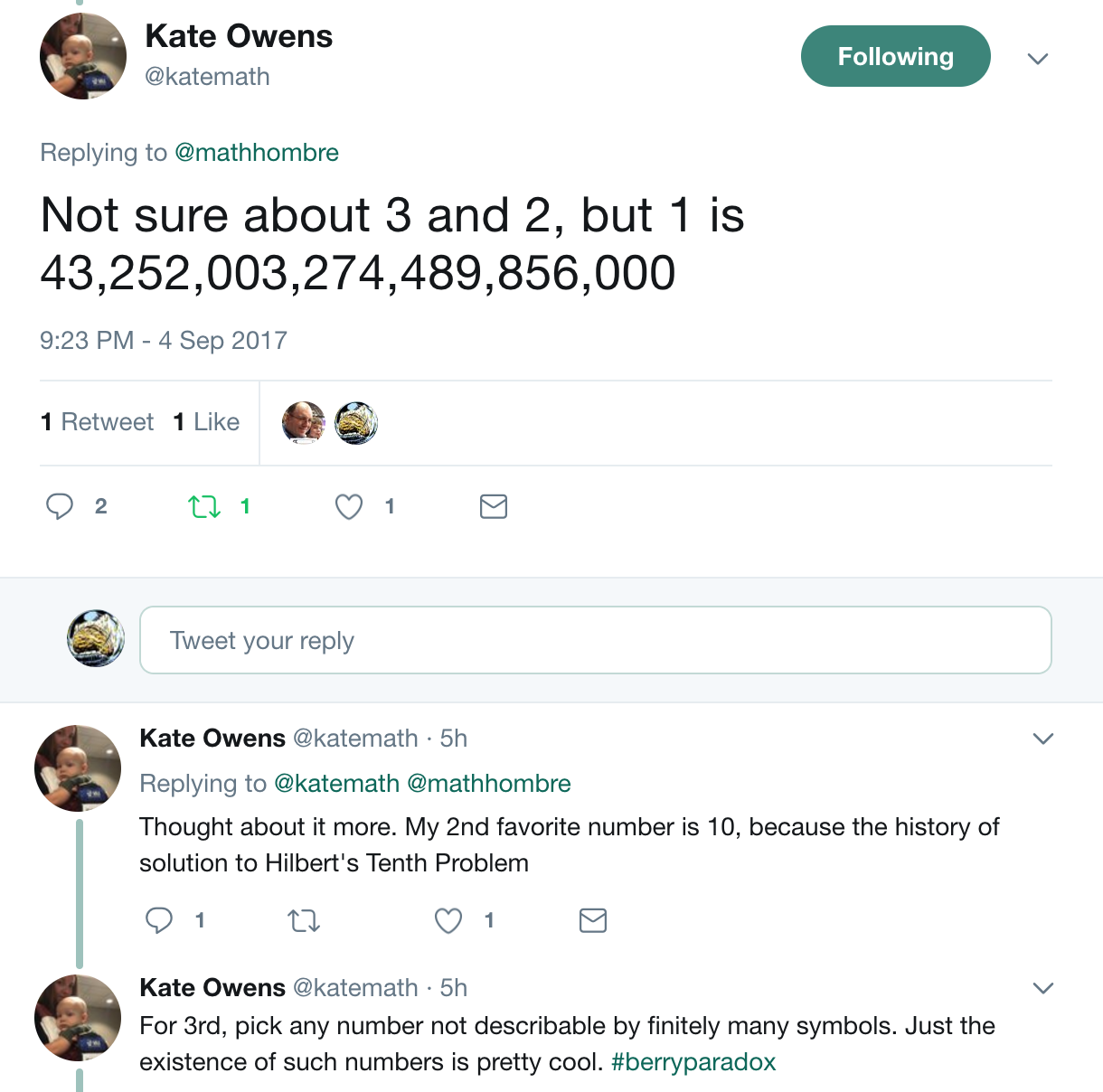 Math Hombre: Top Ten Favorite Numbers