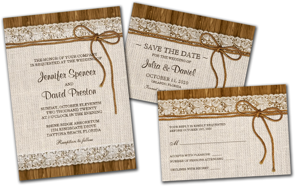 Wedding Cards and Gifts: Rustic Burlap & Lace Wedding Reception Invitation