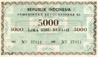 Rp.5000 PRRI - Tahun 1959 ~ Galeri Uang Rupiah Indonesia