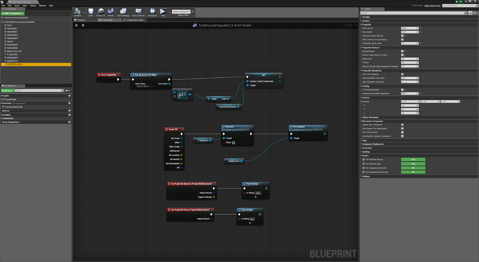 Sung's Art Blog: UE4 Weapon Projectile Blueprint