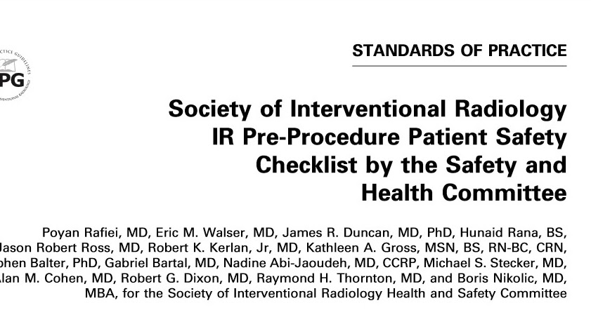 Vascular Mind : SOCIETY OF INTERVENTIONAL RADIOLOGY. IR PRE-PROCEDURE ...