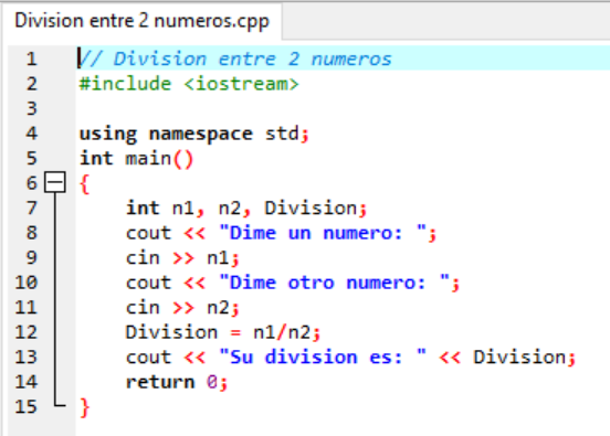 Programación Informática: Division entre 2 numeros
