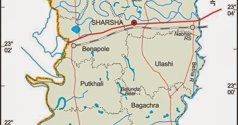 Sharsha Upazila Map, Jessore District, Bangladesh