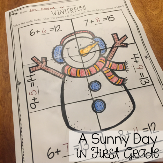 Winter Addition Puzzles! | A Sunny Day in First Grade