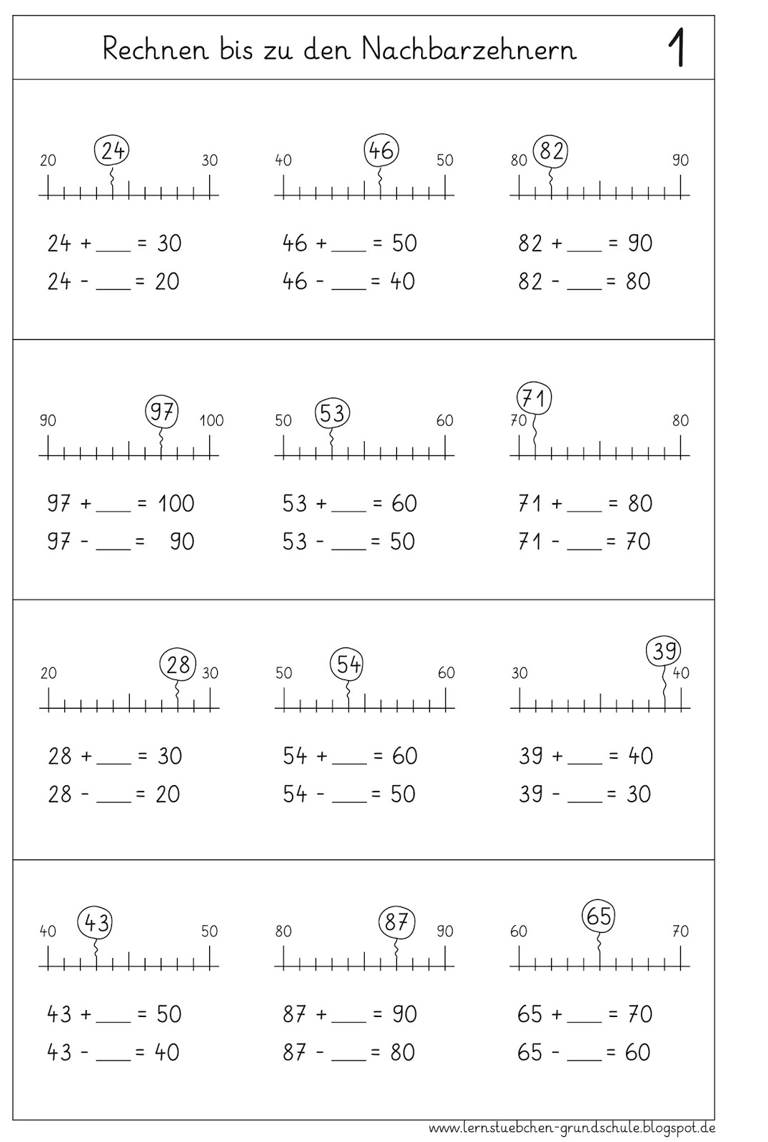 Rechnen zu den Nachbarzehnern | Nachhilfe mathe, Vorschulrechnen ...