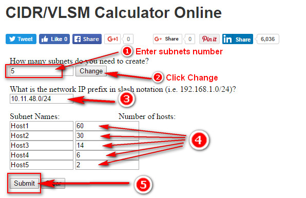 CIDR/VLSM Calculator Online - INFO