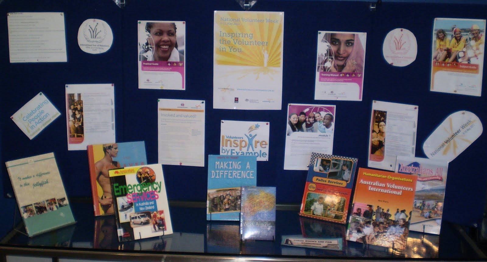Canning College Library Displays: National Volunteer Week