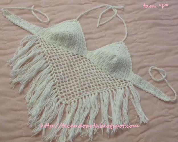 Tecendo Arte: Top em crochê com franjas!