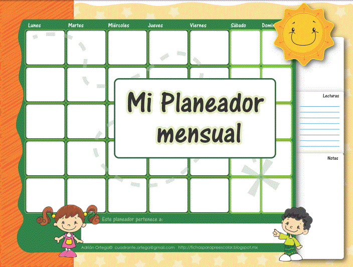 Fichas para preescolar: Agenda escolar ¡sin costo! segunda entrega