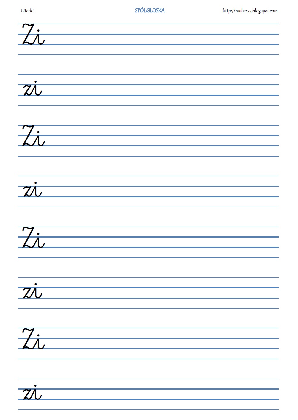 BLOG EDUKACYJNY DLA DZIECI: LITERKA Ź / ZMIĘKCZENIE Zi - KARTY PRACY