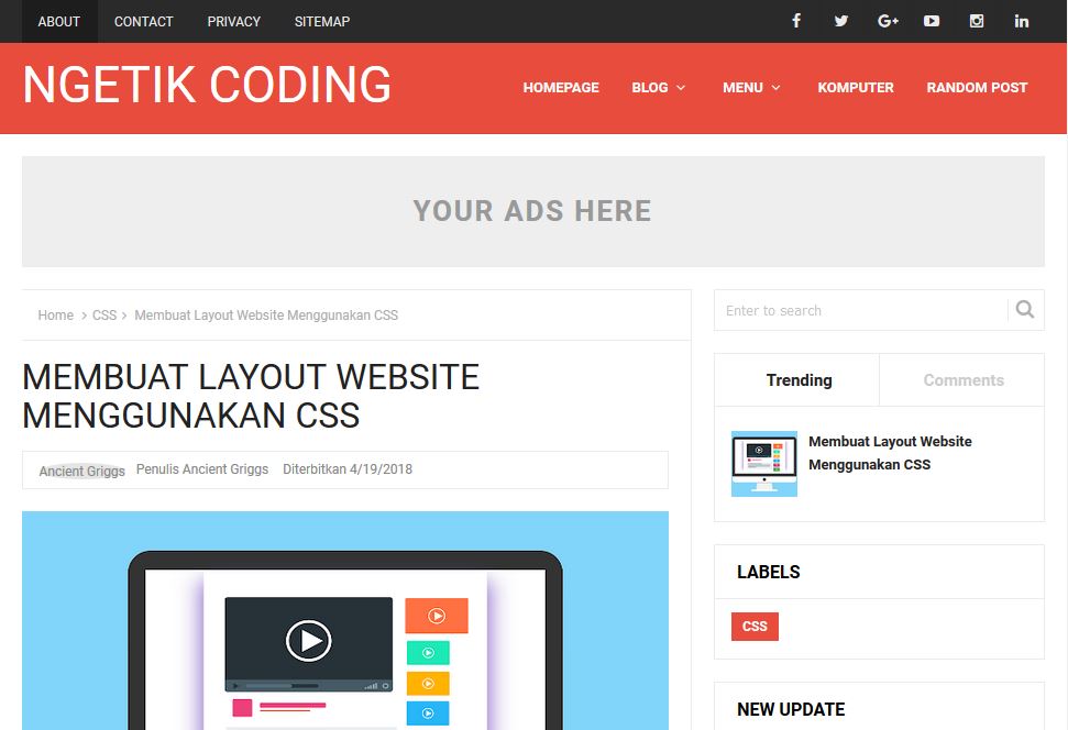 Membuat Layout 2 Kolom dan 3 Kolom Menggunakan CSS - Ngetik Coding