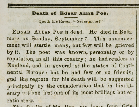 The World of Edgar Allan Poe: A Neglected Anniversary