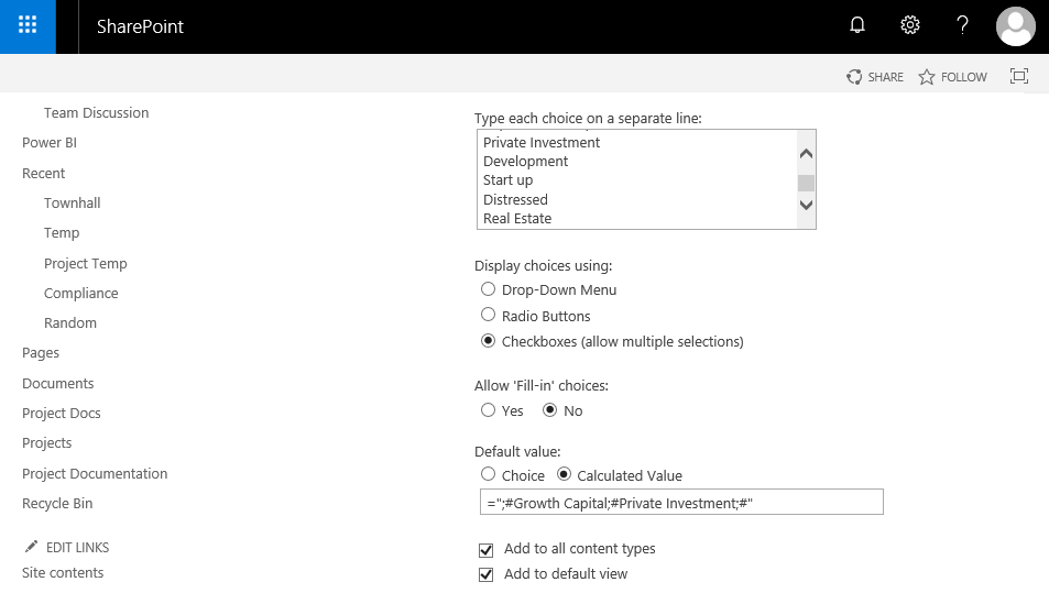 How to Set Multiple Choices as Default Value in SharePoint List? - SharePoint Diary