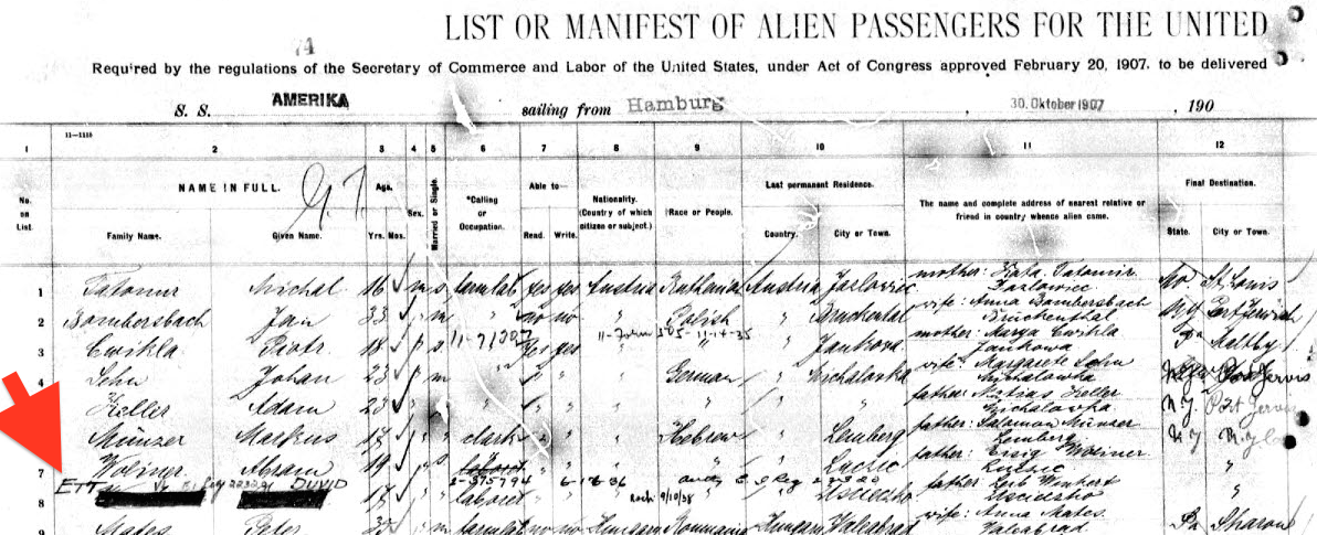 (going) The Extra Yad: His name was changed at Ellis Island!