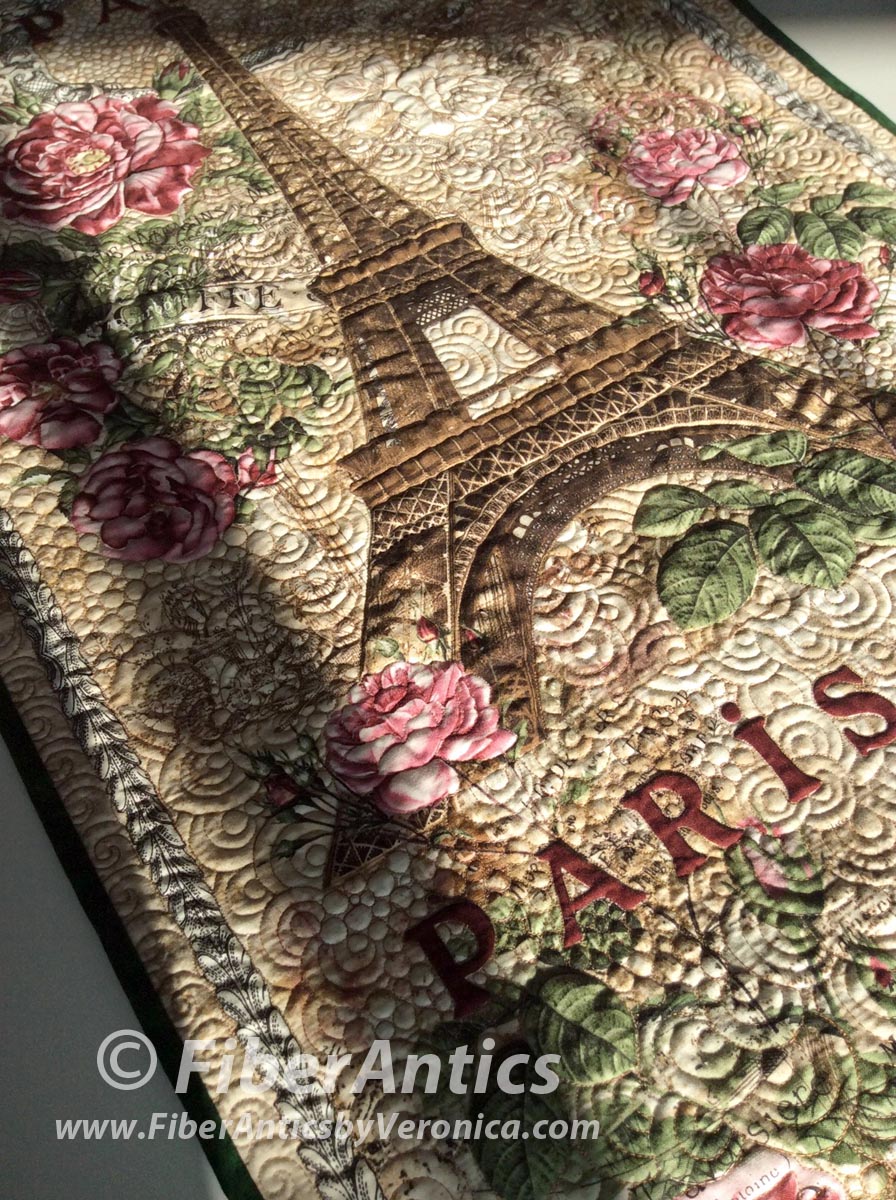 Fiber Antics by Veronica: Paris Rendezvous—quilting a fabric panel