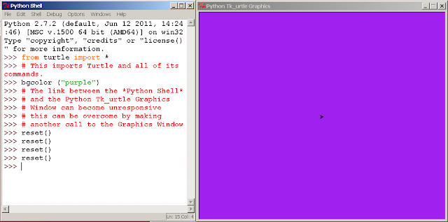 tk-tinker: turtle from Python Interpreter