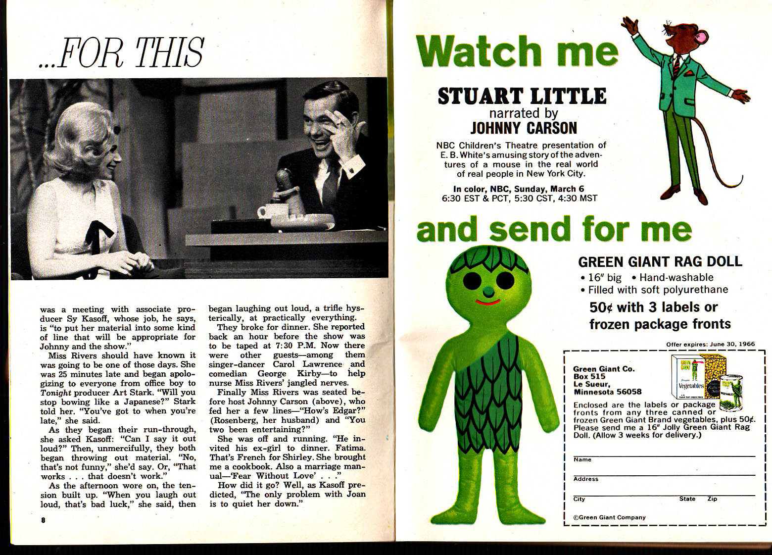 Mike Lynch Cartoons: From the March 5-11, 1966 TV Guide: Joan Rivers ...