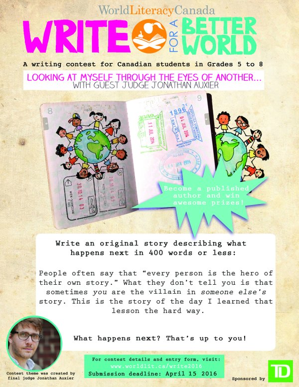 CanLit for LittleCanadians: Write for a Better World: 2016 Writing ...