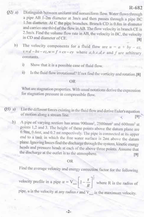 SU 63354 Fluid Mechanics Dec 2014 Question Paper - University Question ...