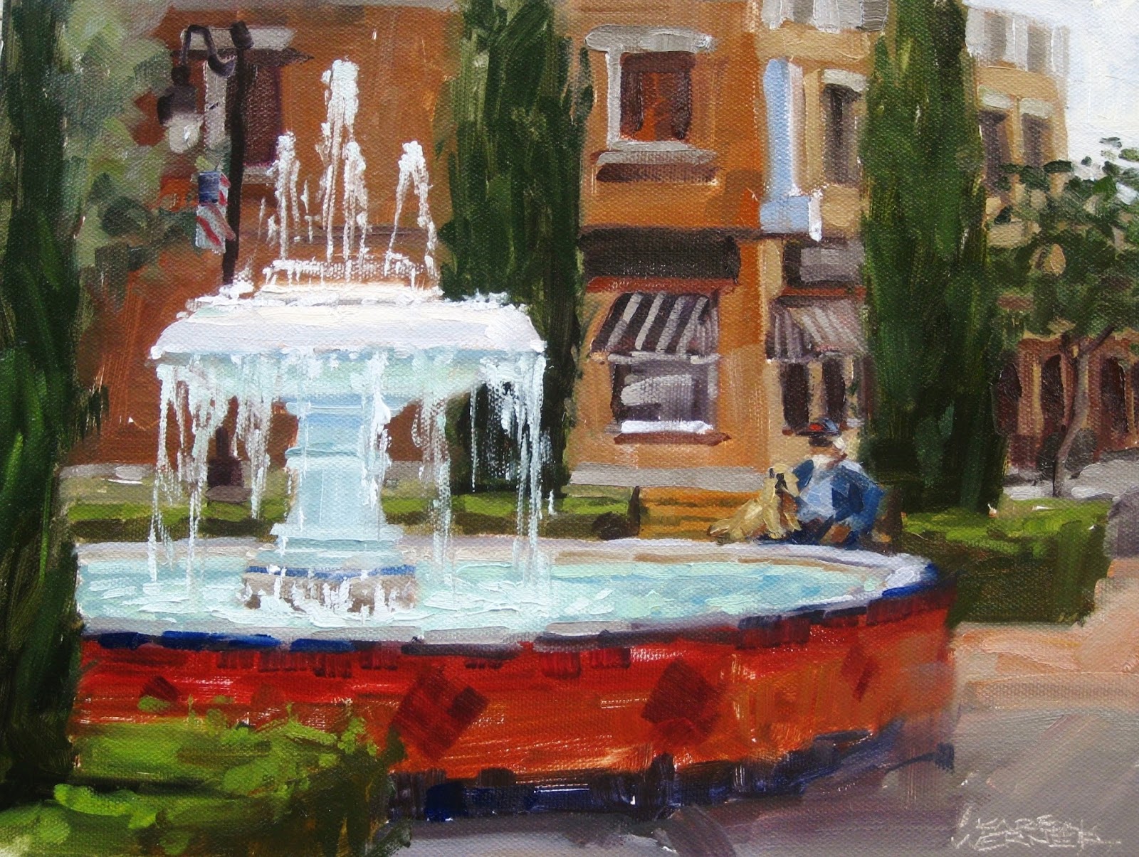 Karen Werner Fine Art: Fountain Rest -a plein air oil painting of the ...