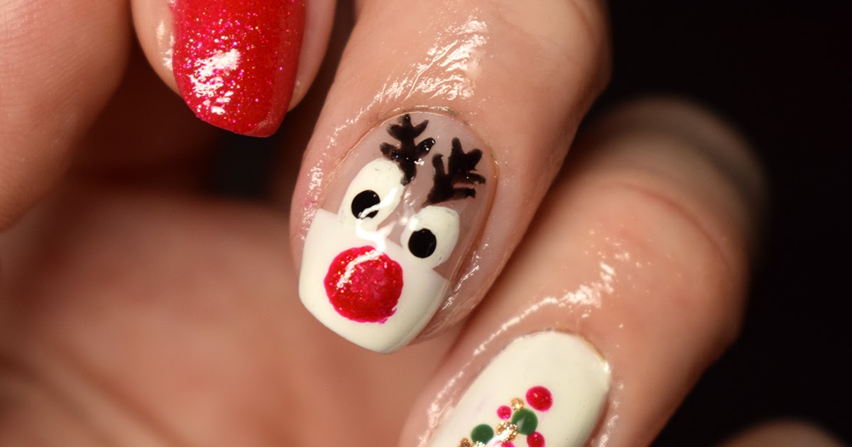 Christmas Rudolph Nails - Adjusting Beauty