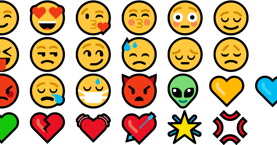 faccine , cuori e altri simboli grafici asci