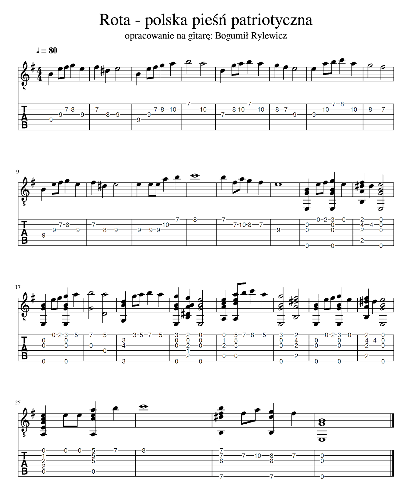 Rota na gitarze klasycznej.