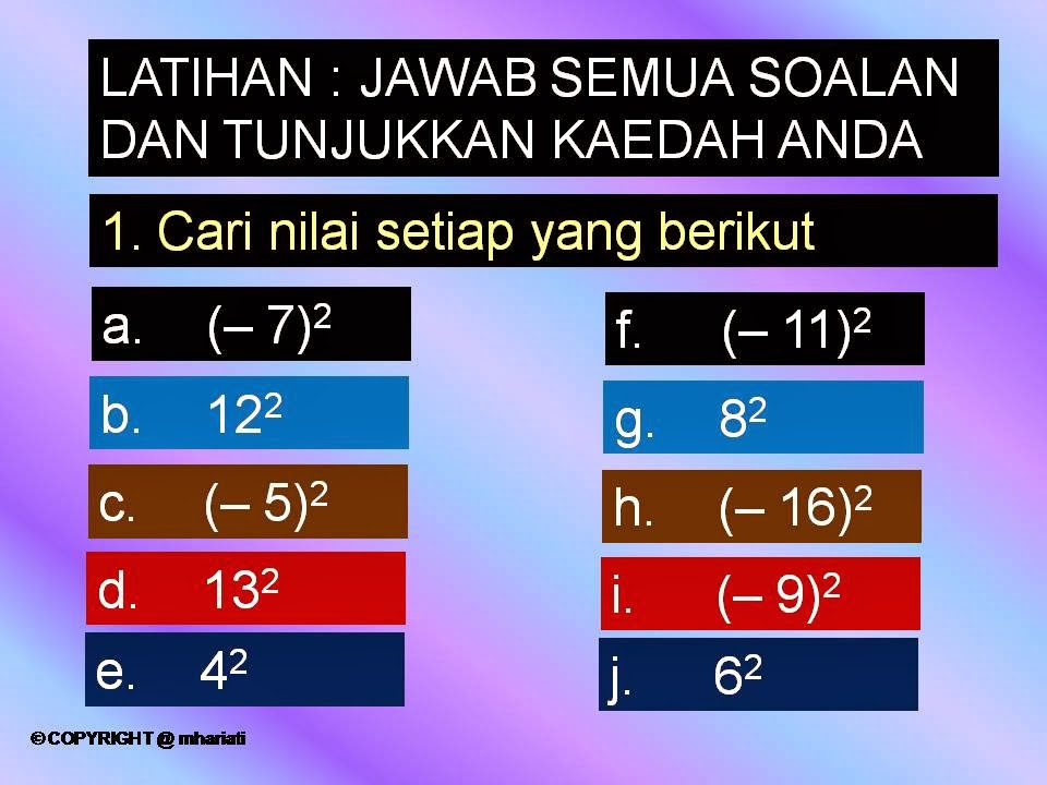 TIP BELAJAR MATEMATIK (TIPS FOR LEARNING MATHEMATICS): LATIHAN KUASA DUA