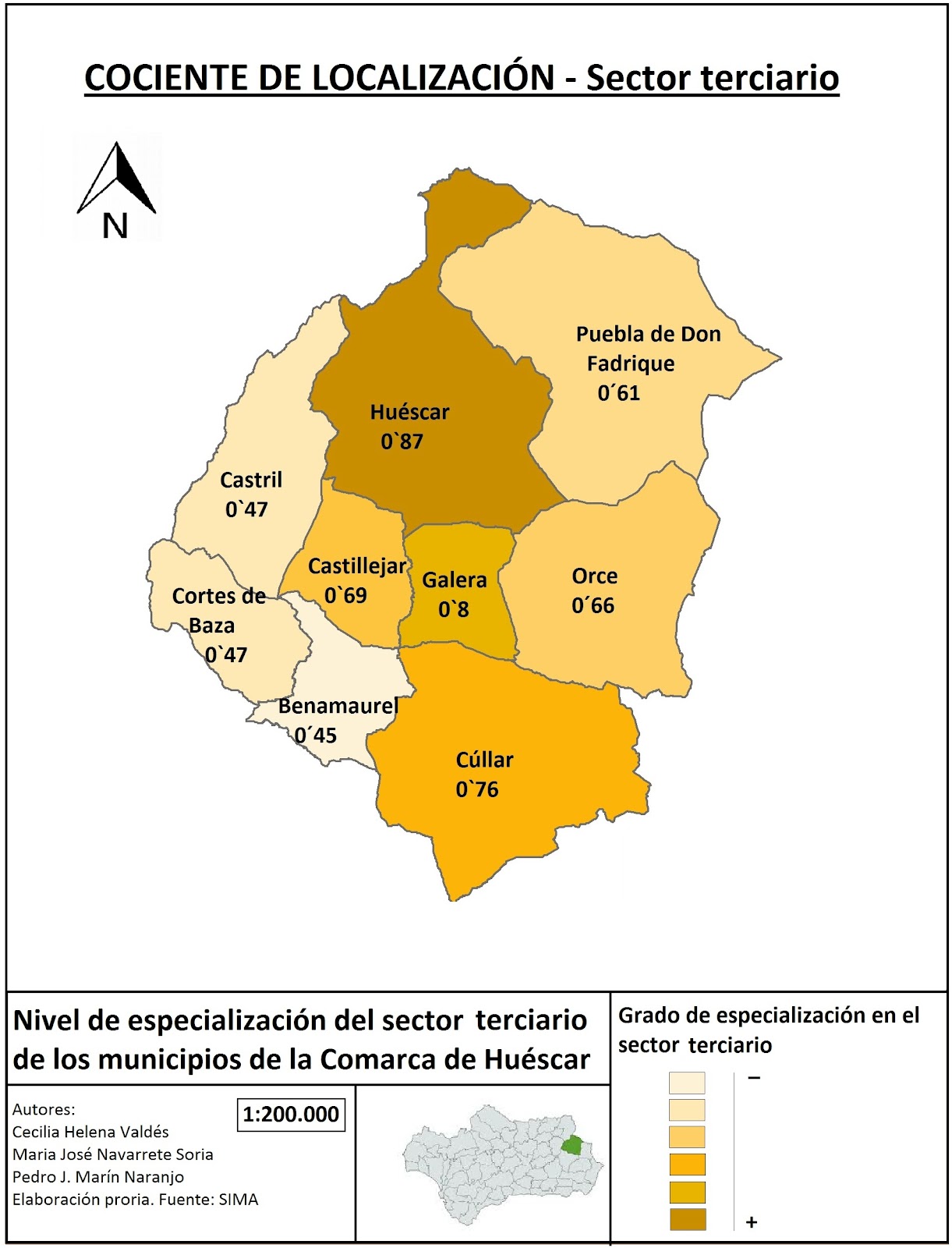 Comarca de Huéscar: Cociente de localización - Especialización en los ...