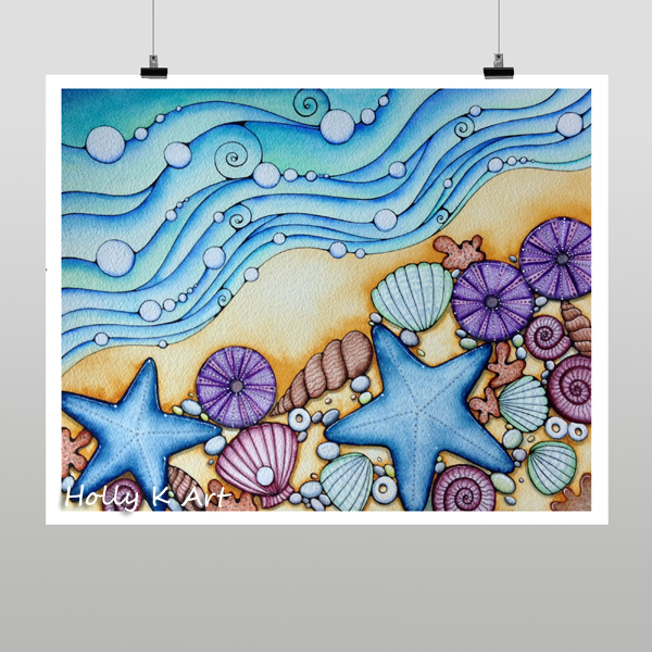 Holly Kitaura Art: Hawaiian Shells - watercolor - acrylic - ink painting