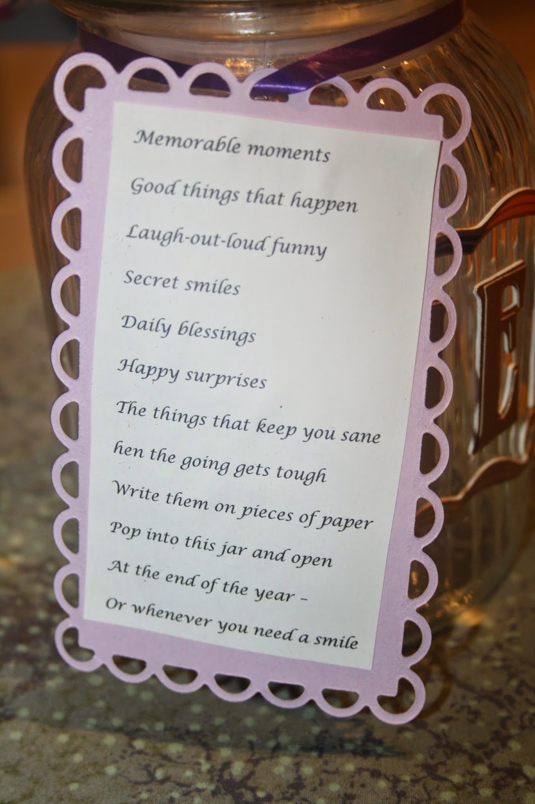 Caroline Makes....: A Memory Jar for those Special Moments