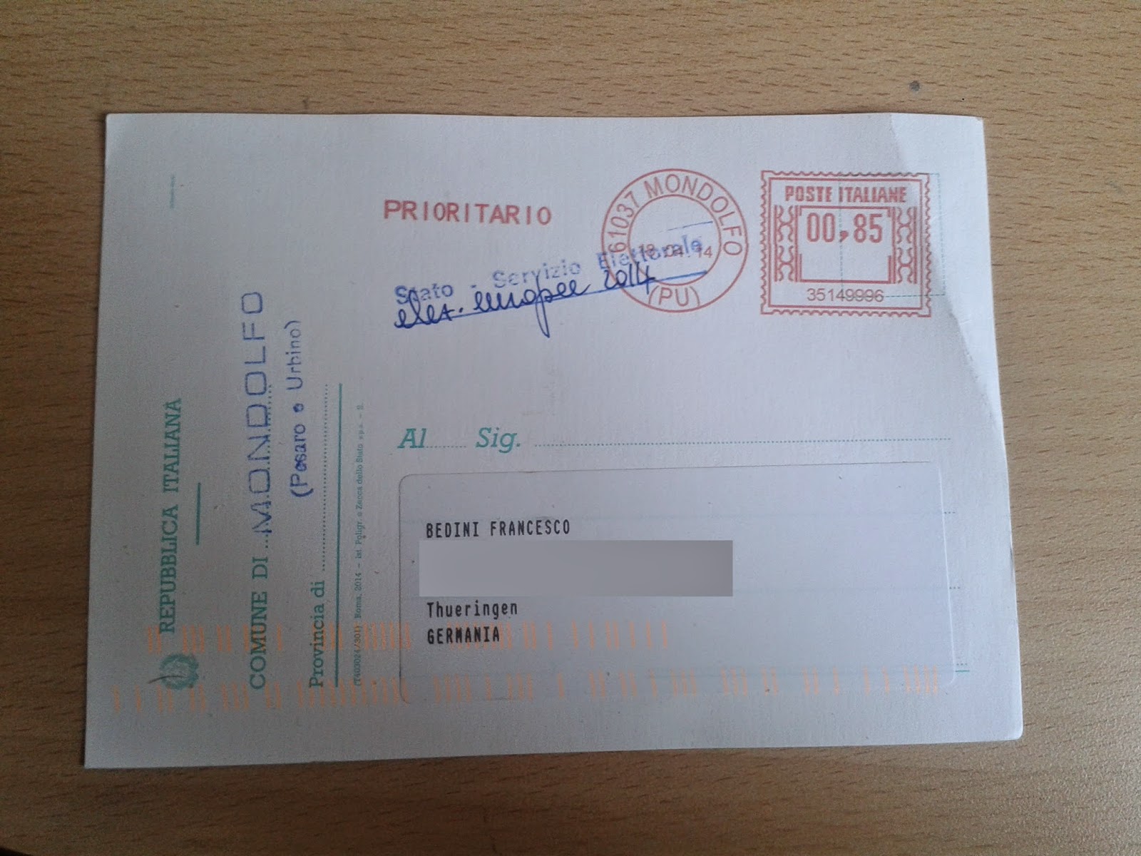 L'Italotedesco: La cartolina-avviso per le elezioni europee