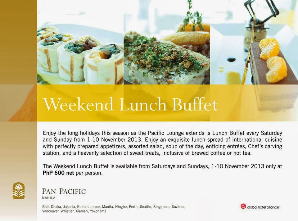 Manila Shopper: Pan Pacific Hotel Weekend Lunch Buffet Promo: Nov 2013