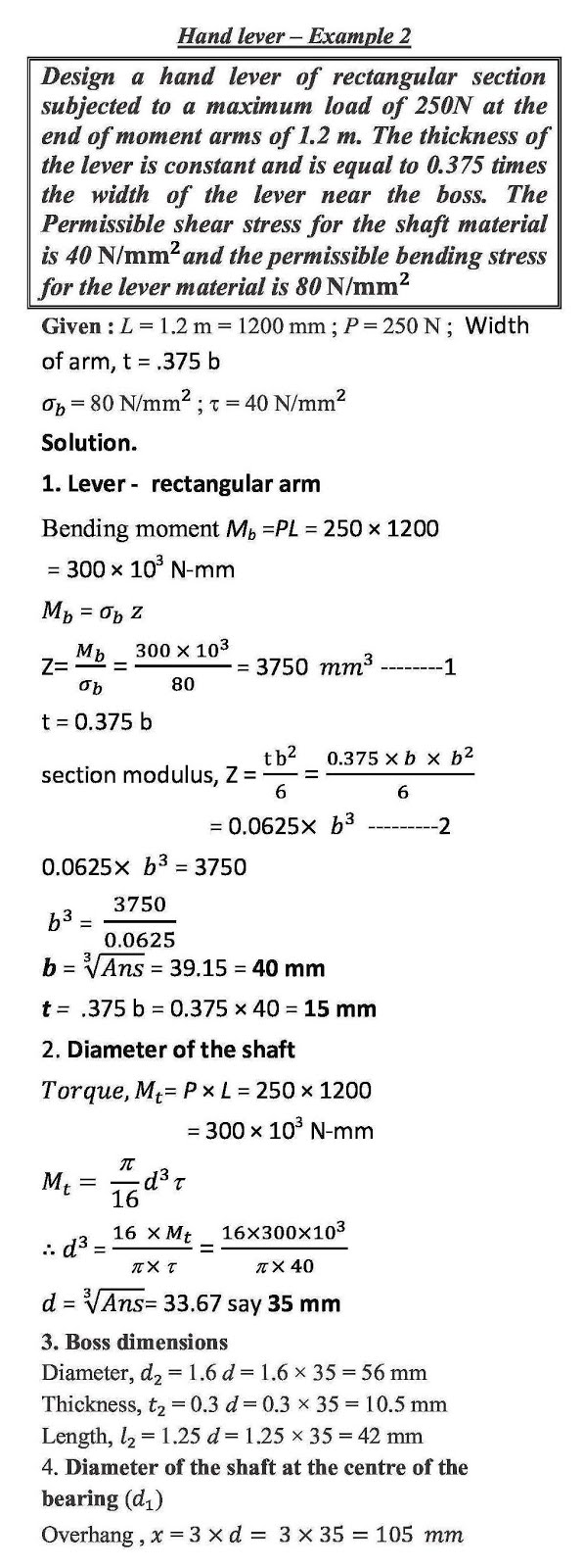 Machine Drawing: Lever Design