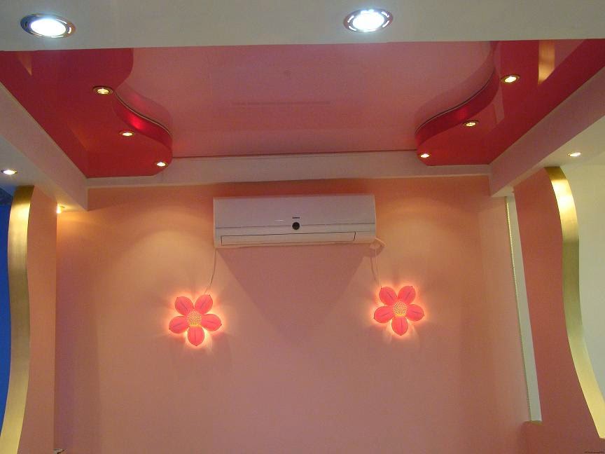 10 Red gypsum false ceiling design for living room 2015