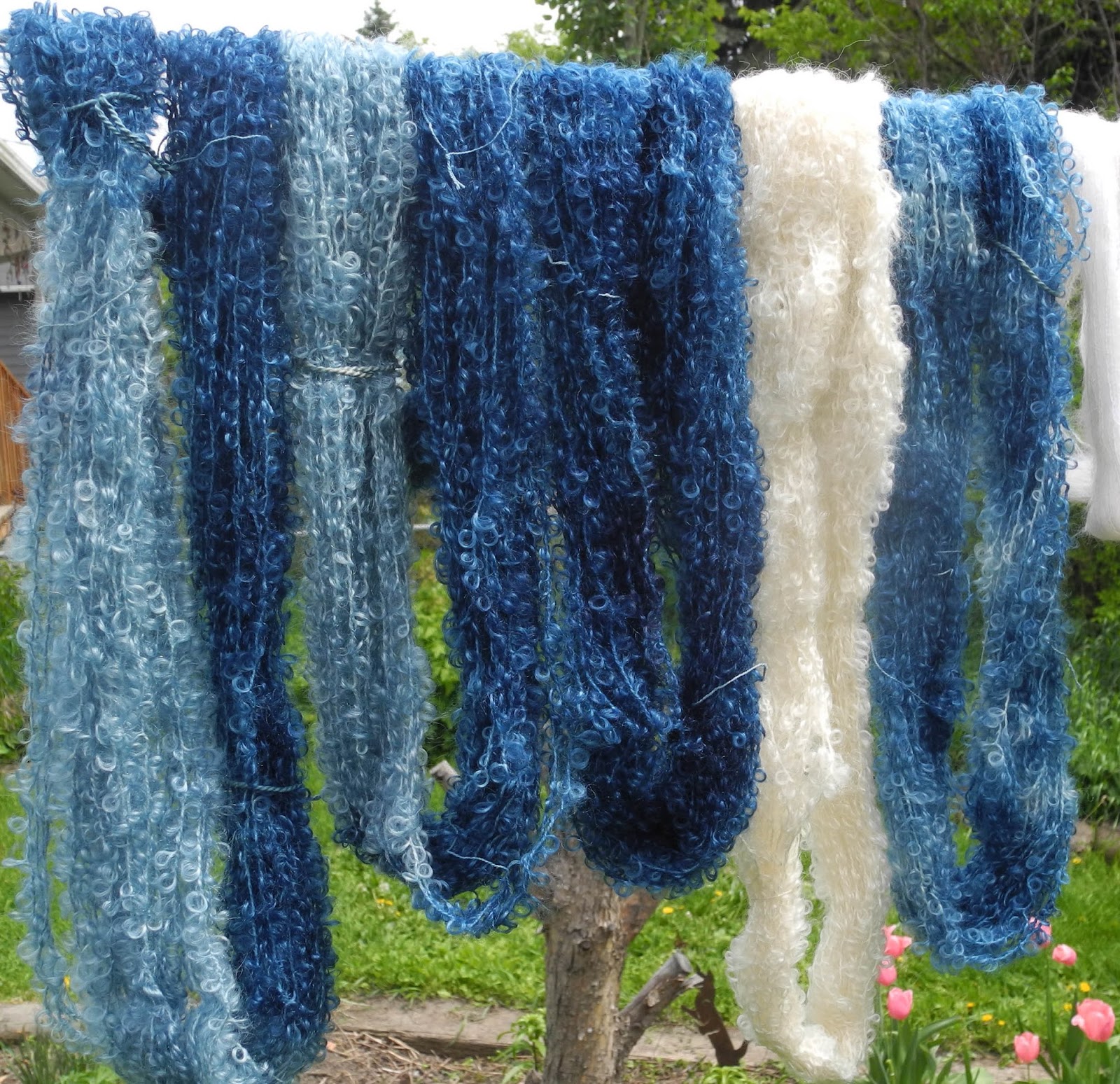 knitting with your hands behind your back: Iron and Indigo, mostly indigo