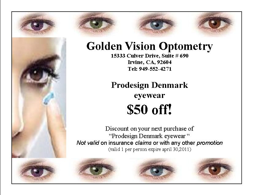 Golden Vision Optometry: $50 off Prodesign Denmark eyewear this WEEK!!!