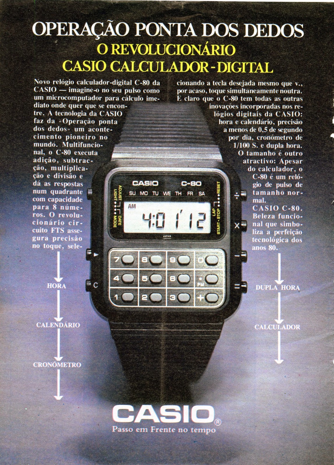 Estação Cronográfica: Há 35 anos... publicidade relógios Casio, 1980