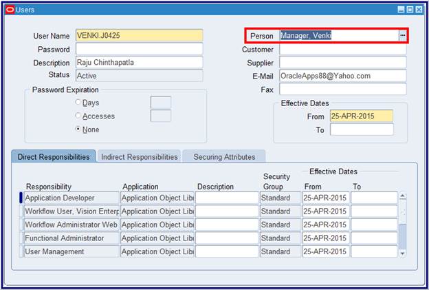 Oracle Applications: Creating a Supplier with Employee through Expense ...