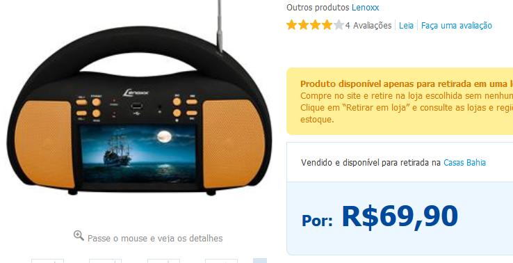 DVD Player Portátil Lenoxx DT-525 com Tela de 7”, TV Digital, Rádio FM ...