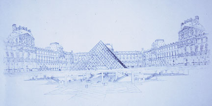 Beyond Architectural Illustration: Airbrush Demo - I M Pei's Louvre