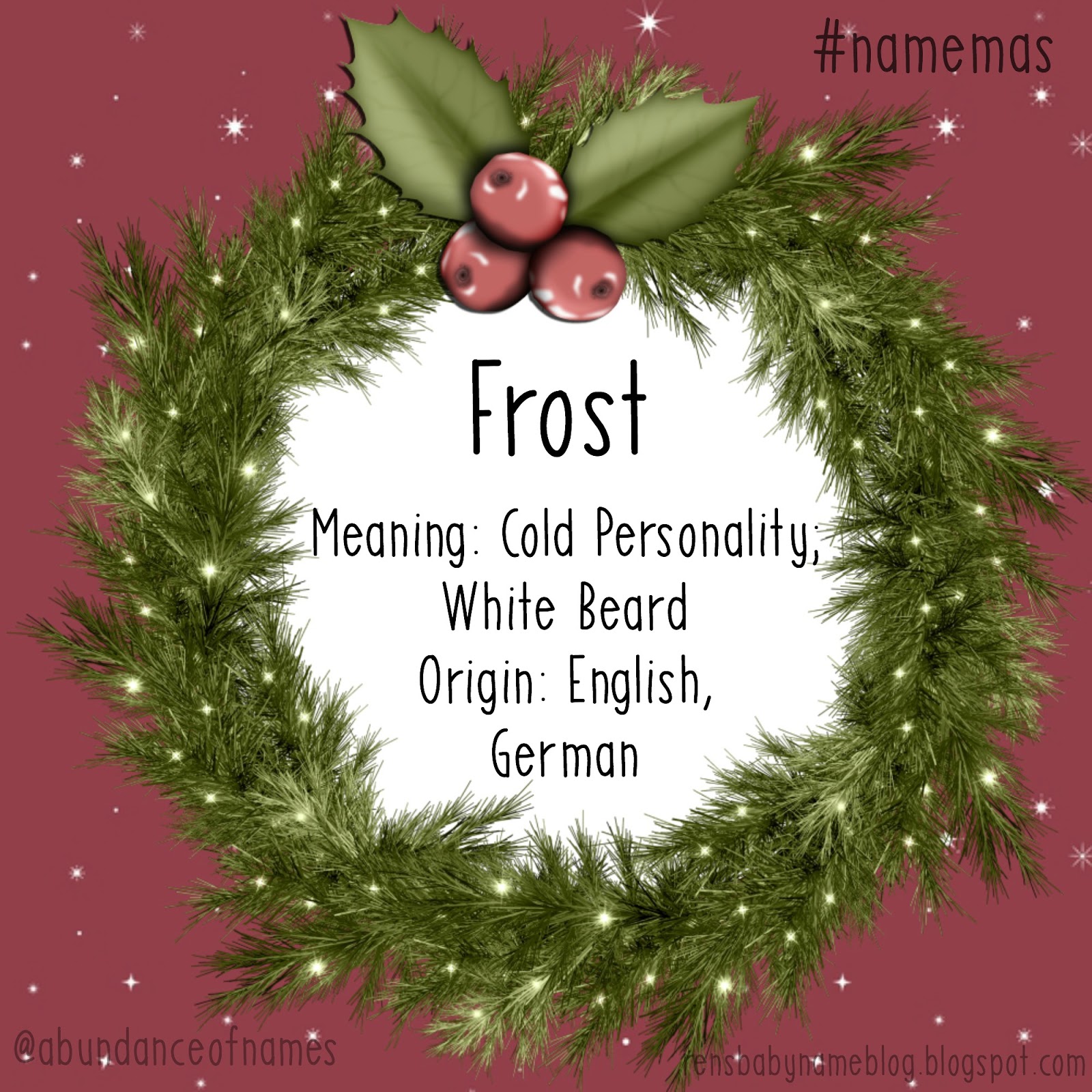 Ren's Baby Name Blog: Frost