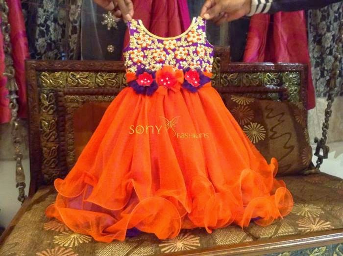 Kid Frock with Sequins Yoke - Indian Dresses