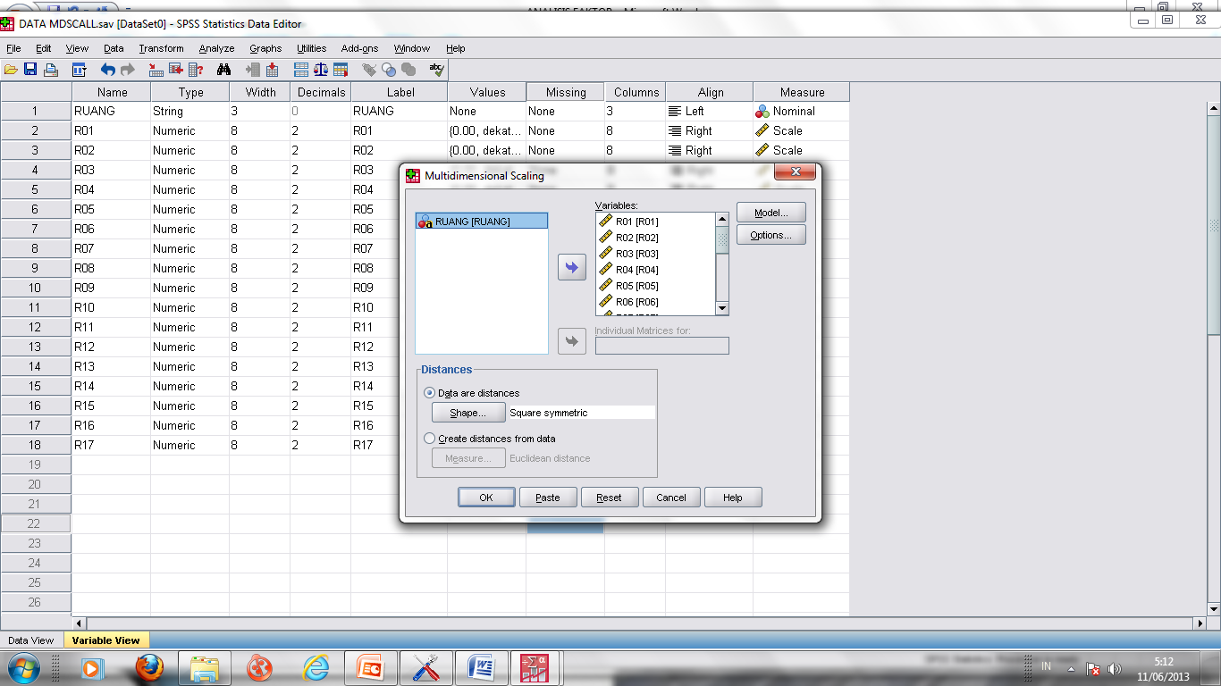 Membuat denah dengan MULTIDIMENSIONAL SCALLING software SPSS