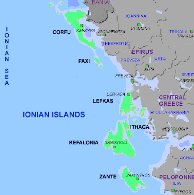 Ionian Islands Map Province Area | Map of Greece Regional Political ...