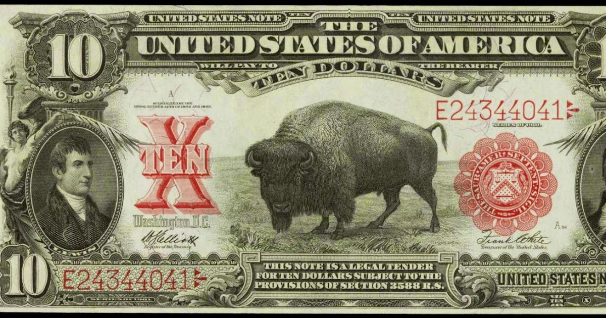 1901 Ten Dollar Bison Note|World Banknotes & Coins Pictures | Old Money ...