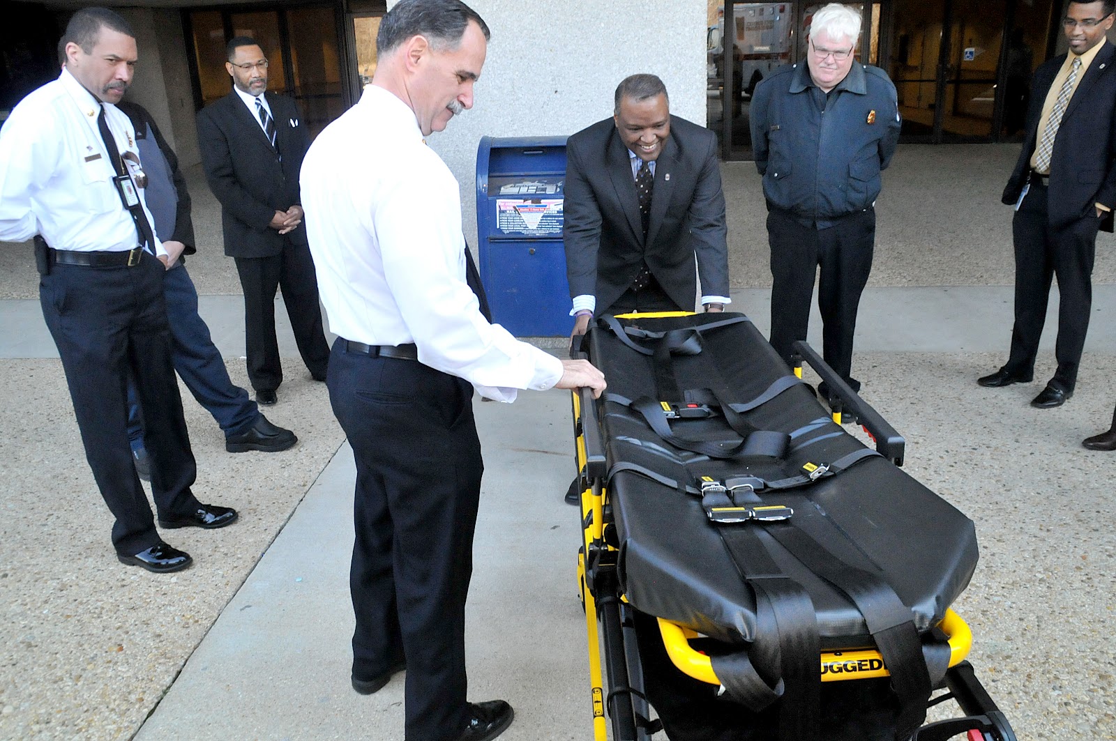 County Executive Reviews Fleet of New PGFD Ambulances