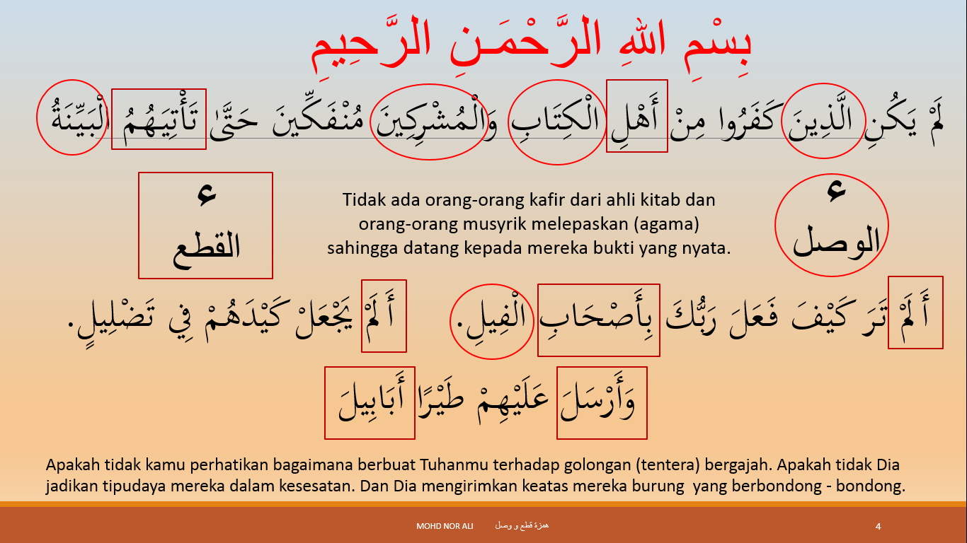 NOTA : SAROF DAN NAHU - TUITION: Hamzah Qotoq dan Wasal